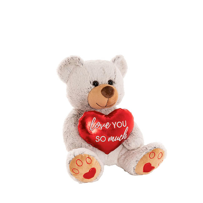 Teddy Bear Oscar Love You So Much Heart Melange Grey(26cmST) – The Soft ...